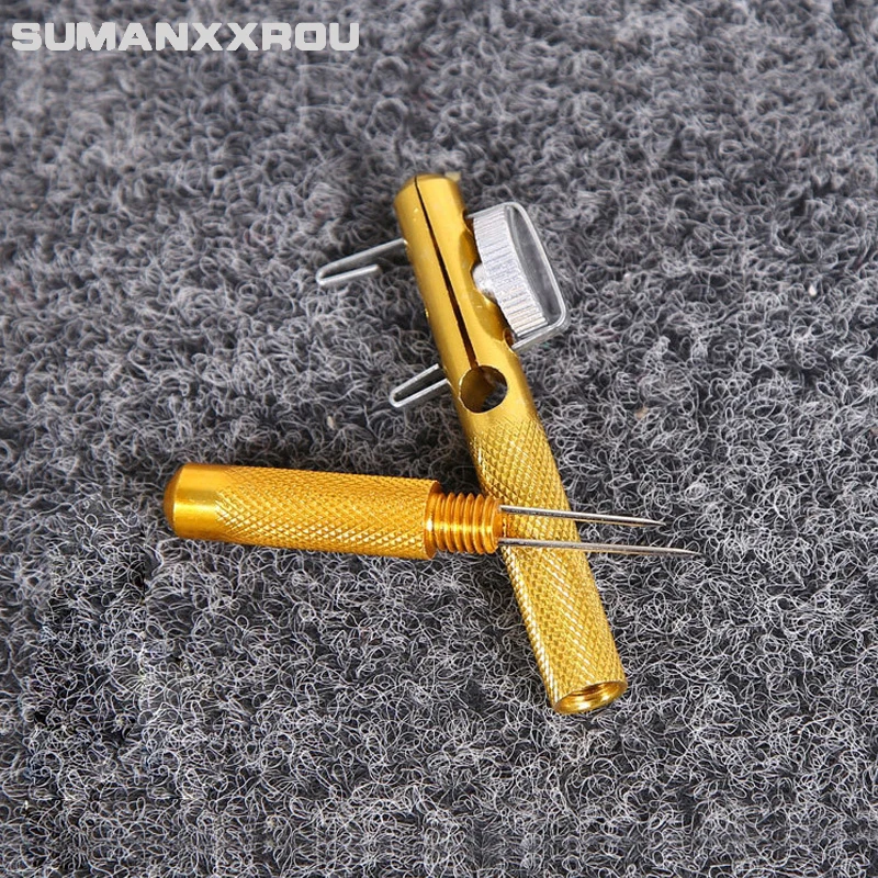 Aluminum Alloy Fishing Hook Tier Double Headed Needle Knots Tie Gold ...