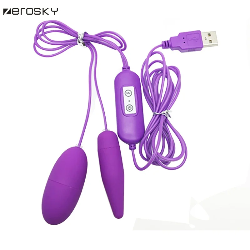 Zerosky New Dual Vibrator Vibrating Egg Usb Powered 20 Frequency Speeds
