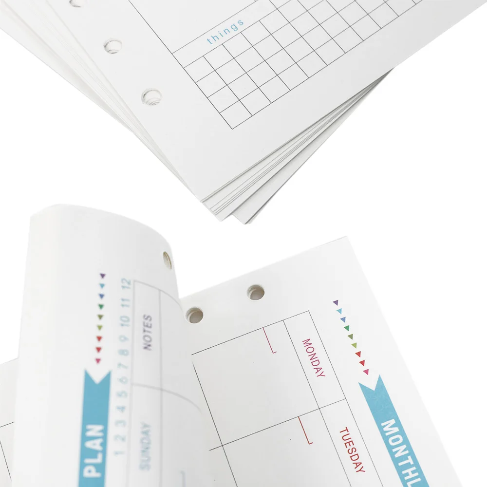 40Sheets/Set A5 A6 Spiral Notebook Refills 6 holes Blank Writing Paper ...