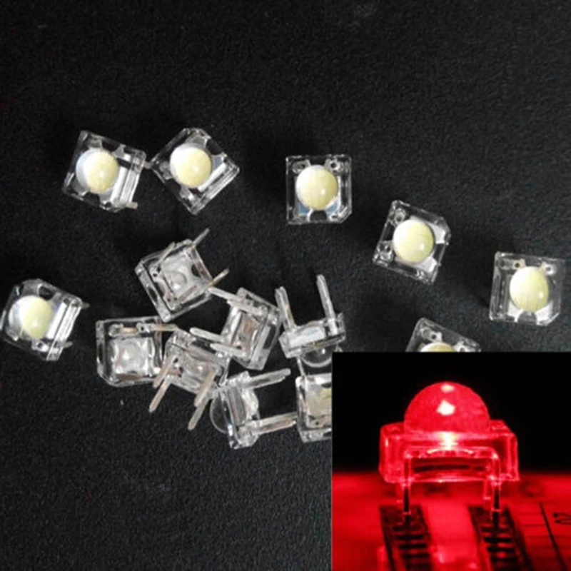 10pcs 5mm F5 LED Piranha Red Super Flux Transparent 5 mm Ultra Bright Clear Lens LED Light ...