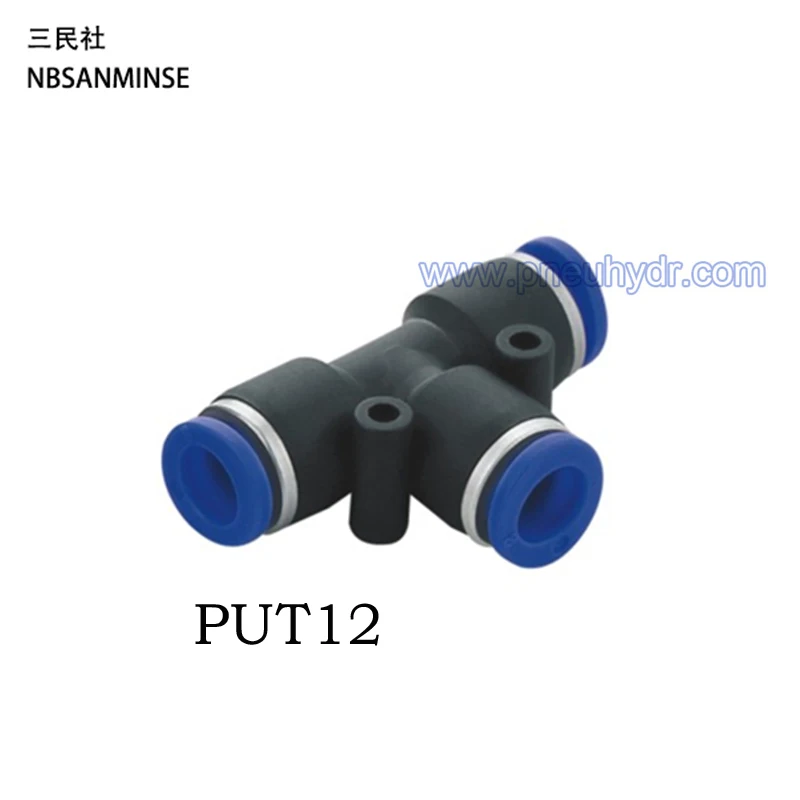 10 개/몫 PUT12 연합 티 외부 직경 12 빠른 연결 PU 튜브 피팅 플라스틱 티 피팅 SANMINSE Sanmin|quick connect|pu tubequick ...
