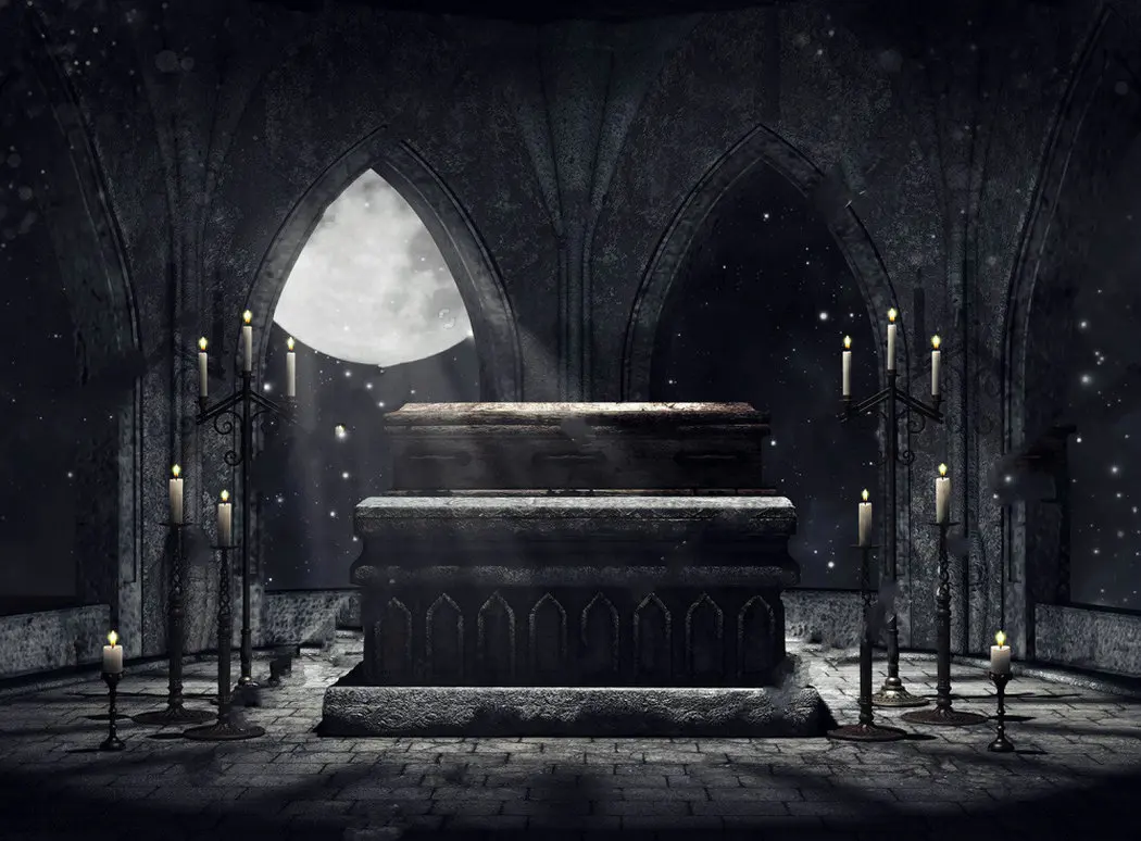 Dark vampire crypt candles moonlight backgrounds Vinyl cloth High ...