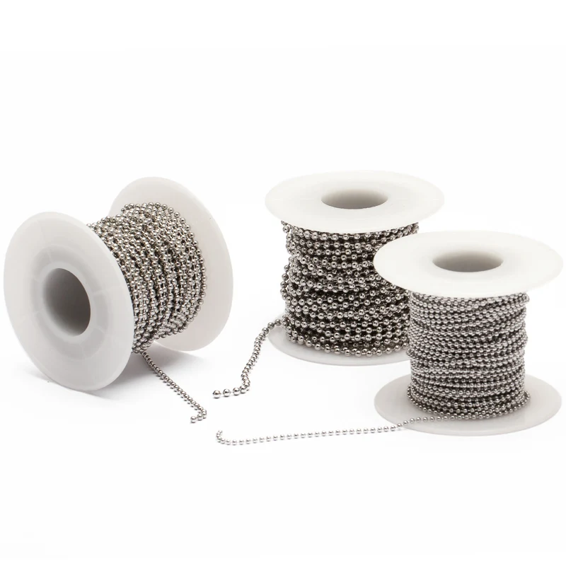 10m/roll Dia 1.2/1.5mm 2mm 2.4mm 3mm Beaded Ball Chain Bulk Stainless ...