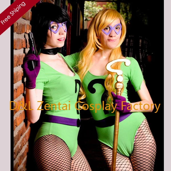 Free Shipping Dhl Sexy Women Green Question Mark Lycra Spandex Skin