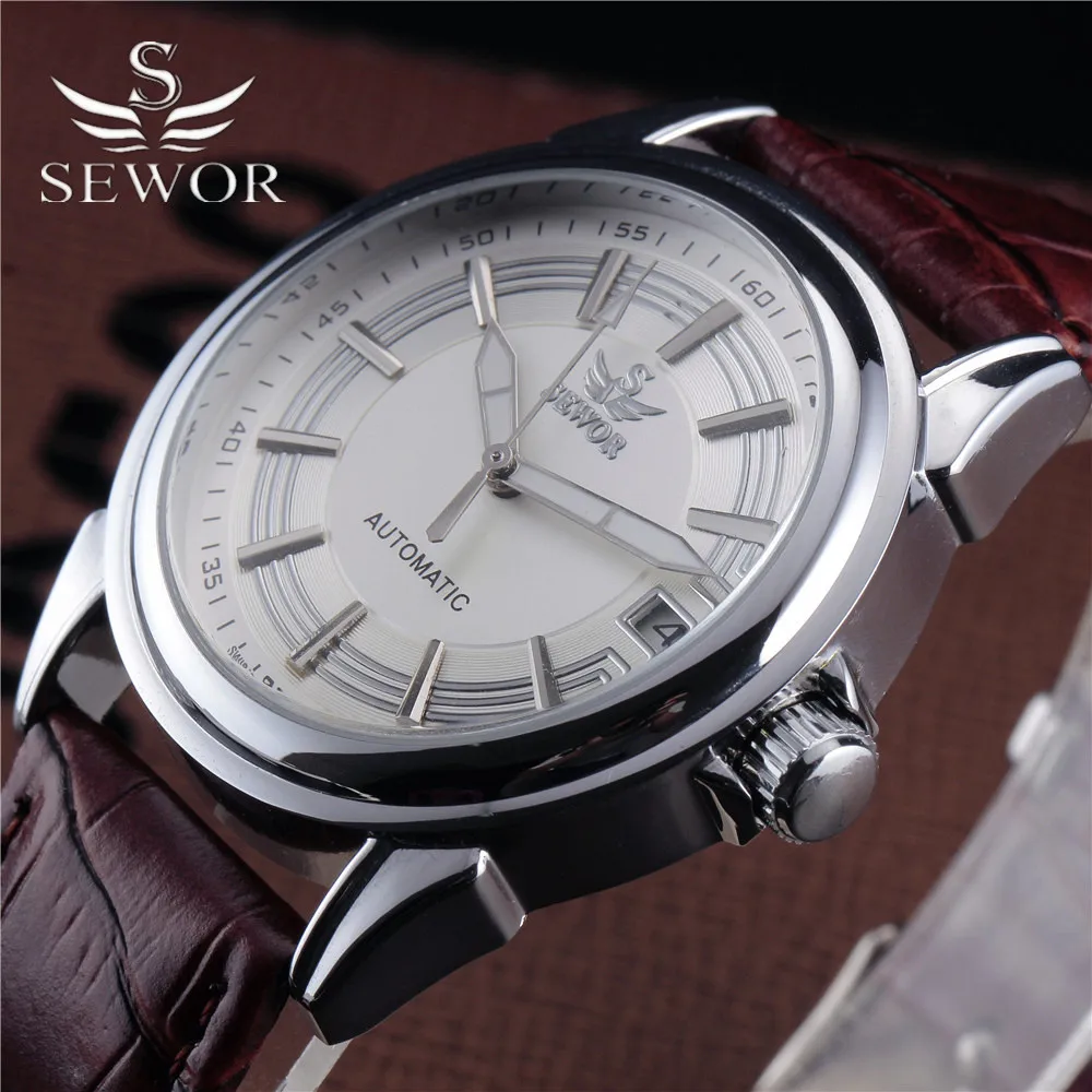 2016 Top Sewor Automatic Mechanical Men Clock Retro Steel Case Classic ...