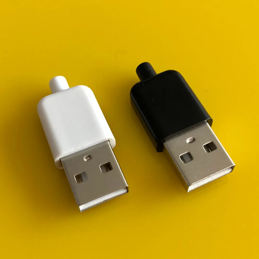 10PCS/LOT YT2154B USB 2.0 Male connector plug Black/White welding Data ...