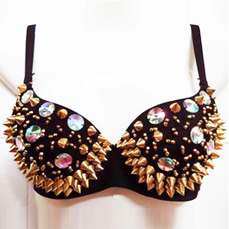 Sexy Clubwear Tribal Belly Dance Bra Women Rivets Bra Bollywood Dance ...