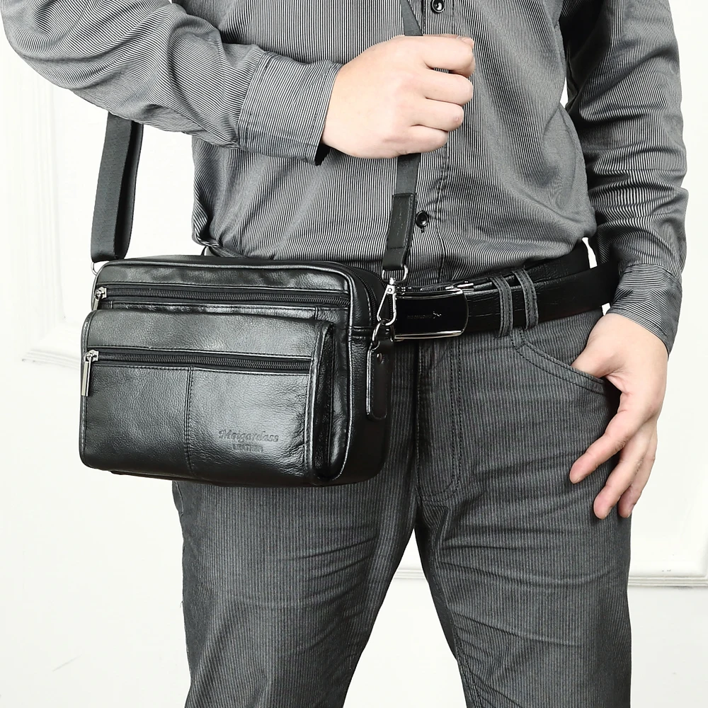 Meigardass Genuine Leather Messenger For Men Oil Wax Leather Mens