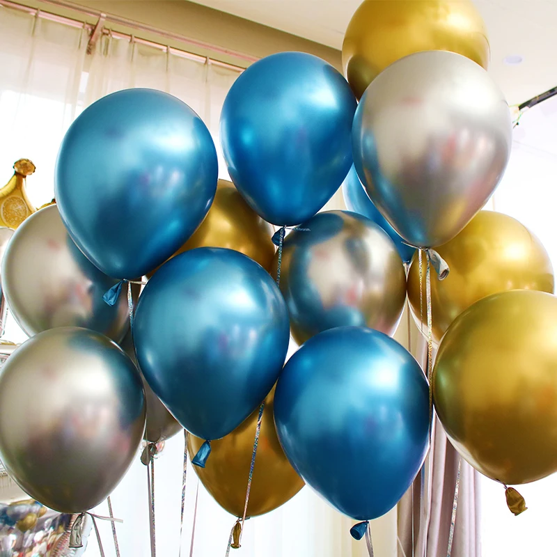 10inch 3.2g Gold Silver Chrome Metallic Gold Blue Silver Confetti ...