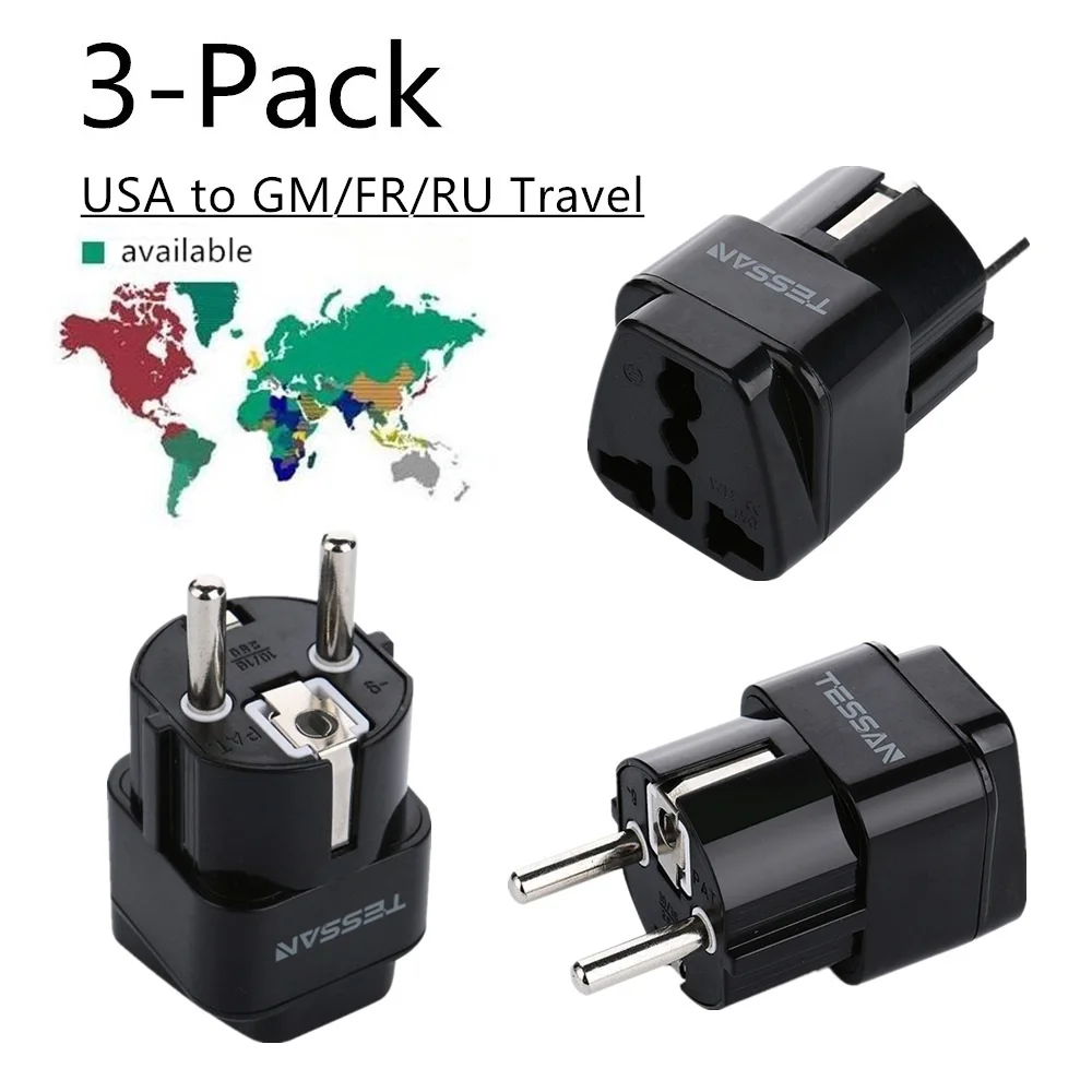 TESSAN conexión a tierra Universal Europea regleta de viaje adaptador ...