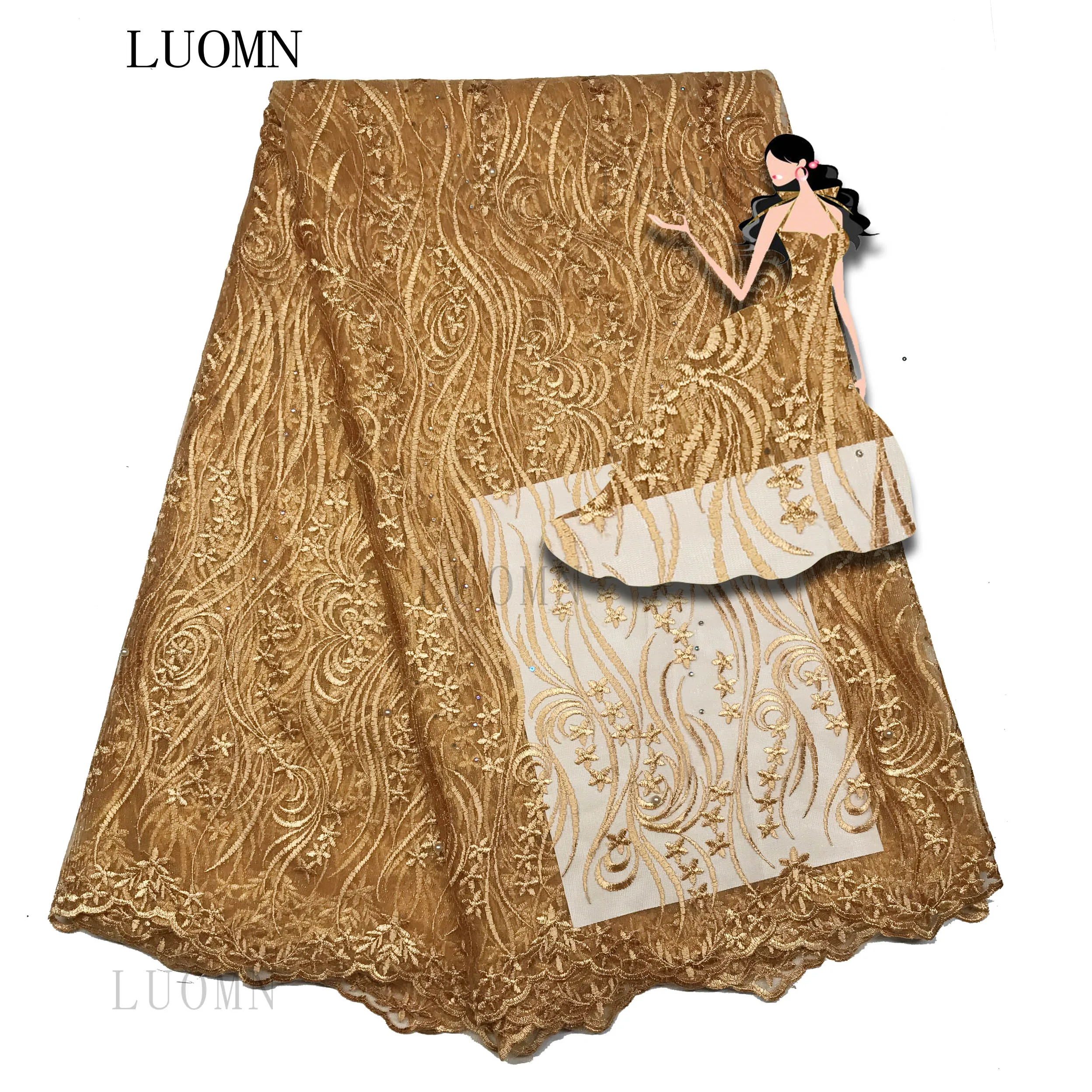 yellow Color African Lace Fabric 2019 Embroidered Nigerian Beaded Laces ...