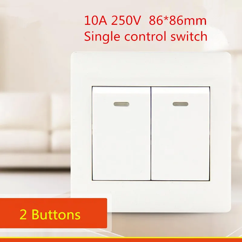 1PCS YT1804 White Switch Panel 86*86MM Flush Receptacle Two Buttons ...