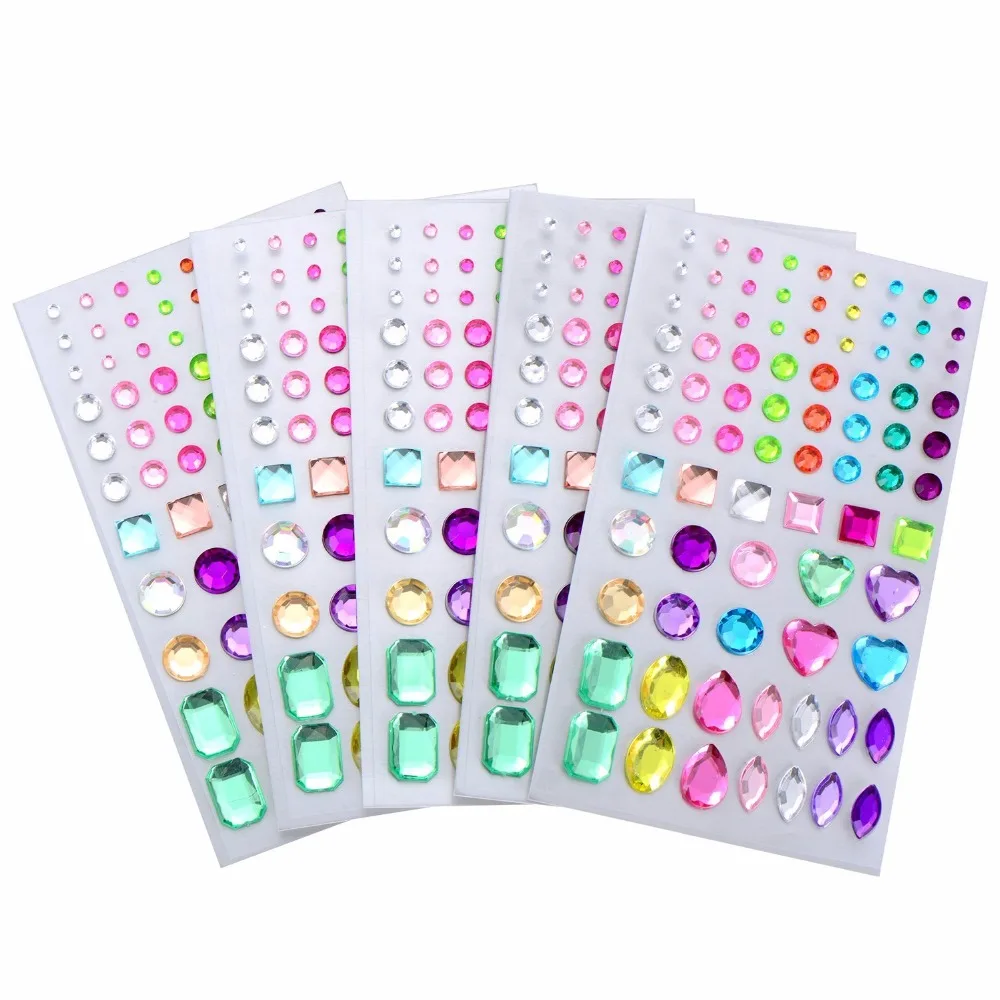 5pcs/set Self-adhesive Rhinestone Sticker Bling Craft Crystal Gem ...