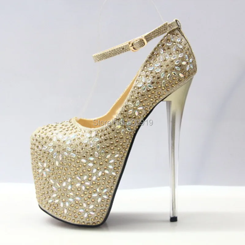 19CM Heel Height Sexy Round Toe Stiletto Heel Pumps Platform Party ...