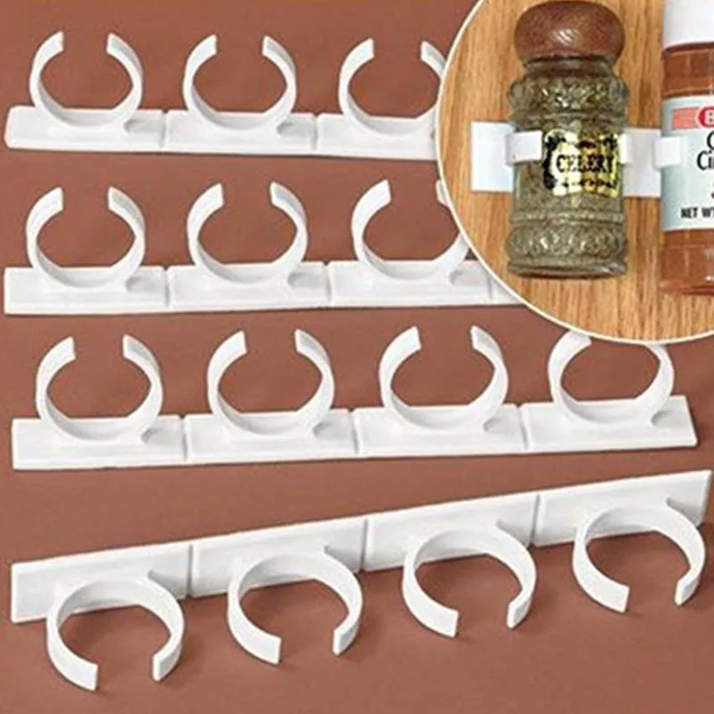 Self-adhesive Spice Jar Organizer Rack Cabinet Door Store N Spice Clip ...
