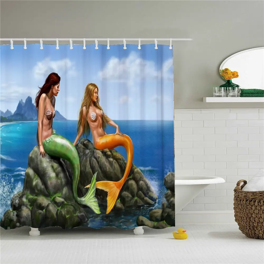 Vivid Mermaid Shower Curtain Polyester Waterproof Shower Curtain 12