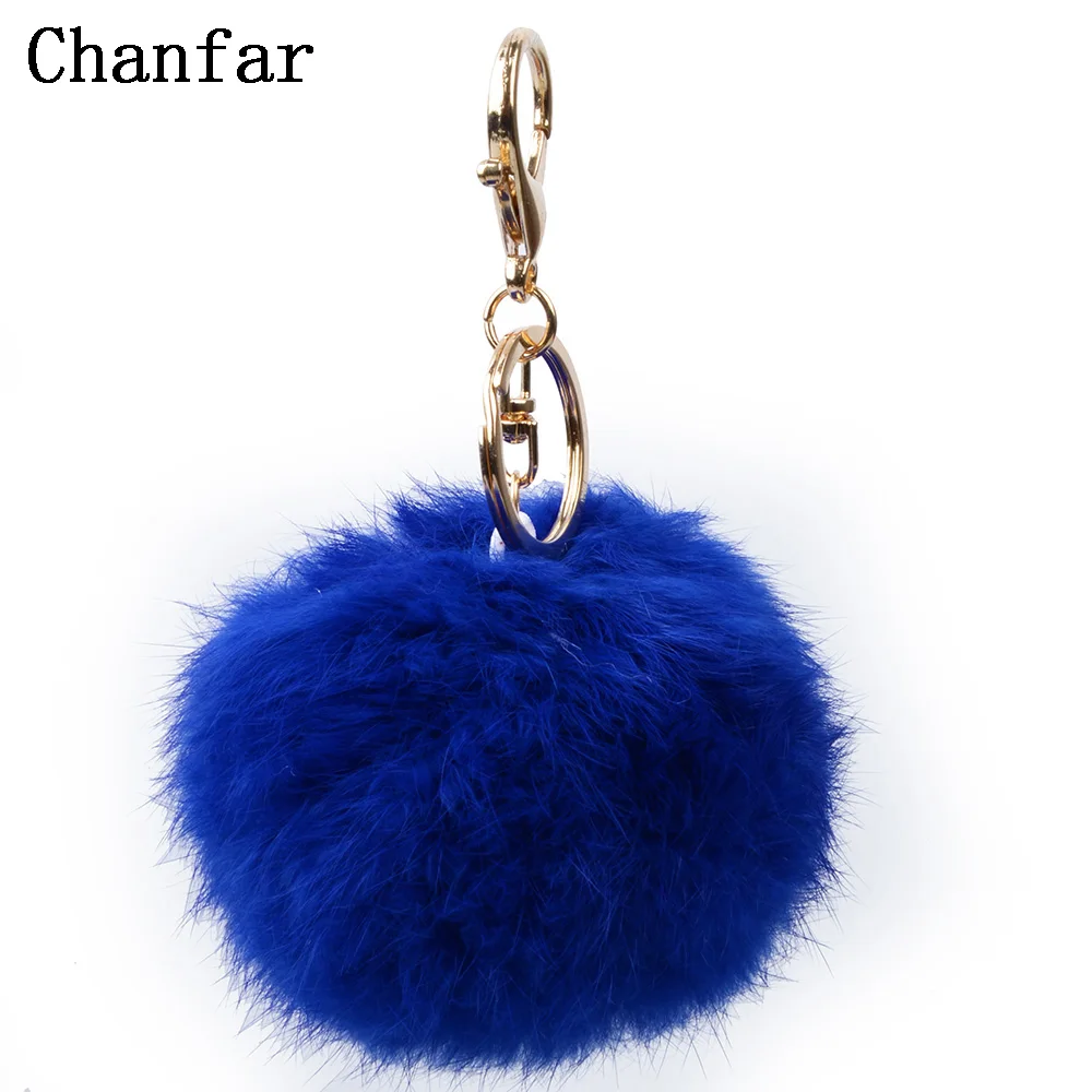 Beauty Colorful Fluffy Puff Ball Keychain Lmitate Fluffy Rabbit Fur ...