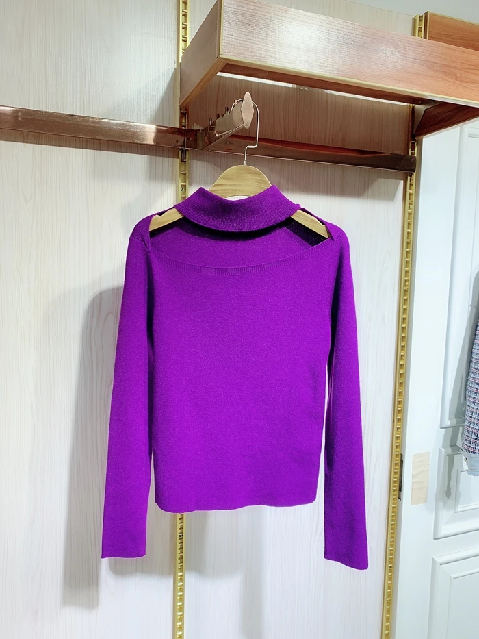 2019 Spring Autumn Fashion Streetwear Sexy Hollow Out Slim Sweater