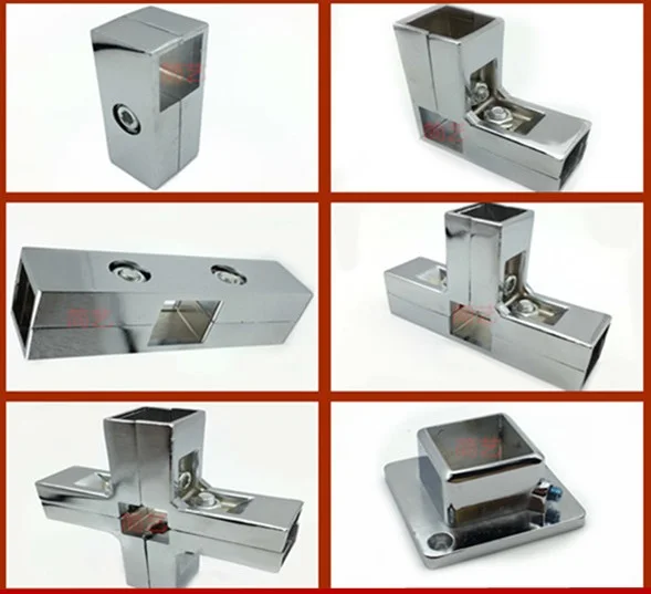 4Pcs/Lot 25*25mm Square tube clamp pipe clamps chrome aluminum display ...