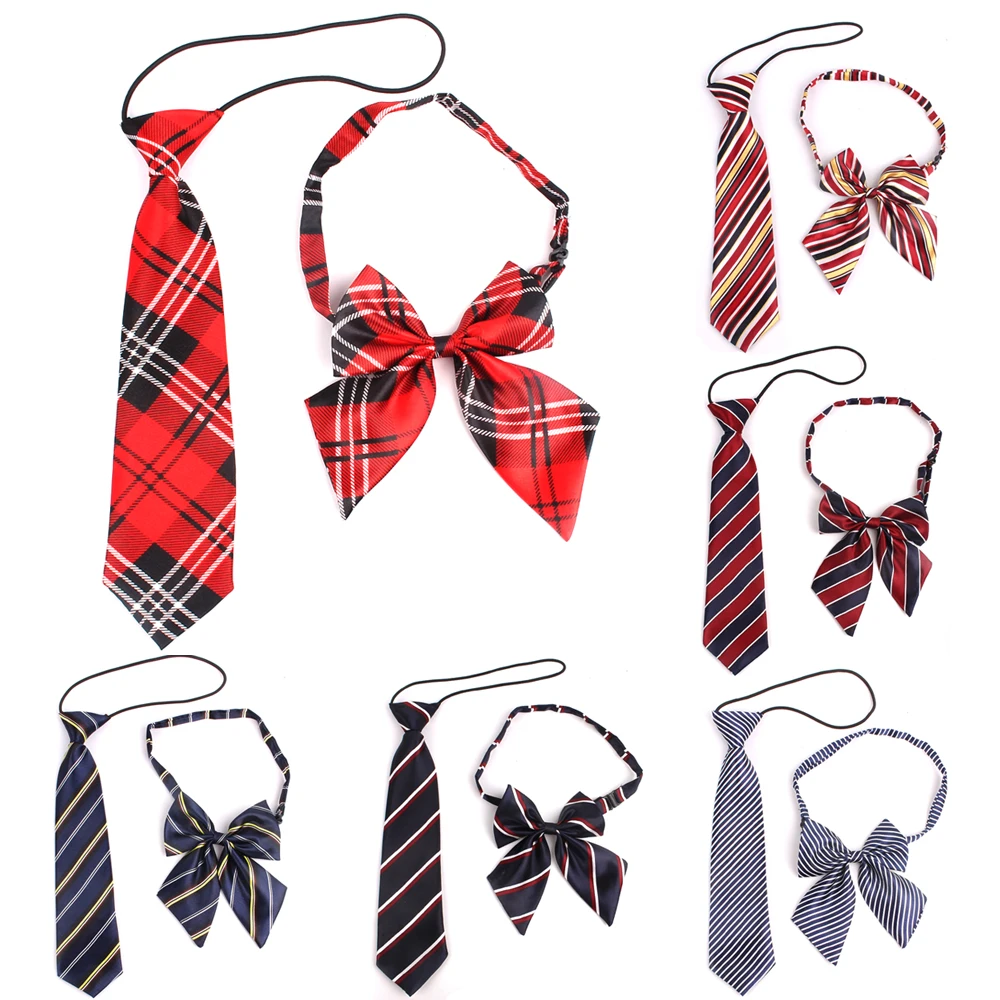 Rubber String Necktie For Girls and Boys Polyester Plaid Neck Tie for ...
