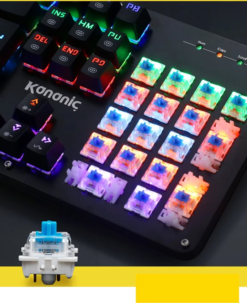 KANANIC 104 Key RGB Backlight USB Wired Ergonomic Mechanical Gaming ...