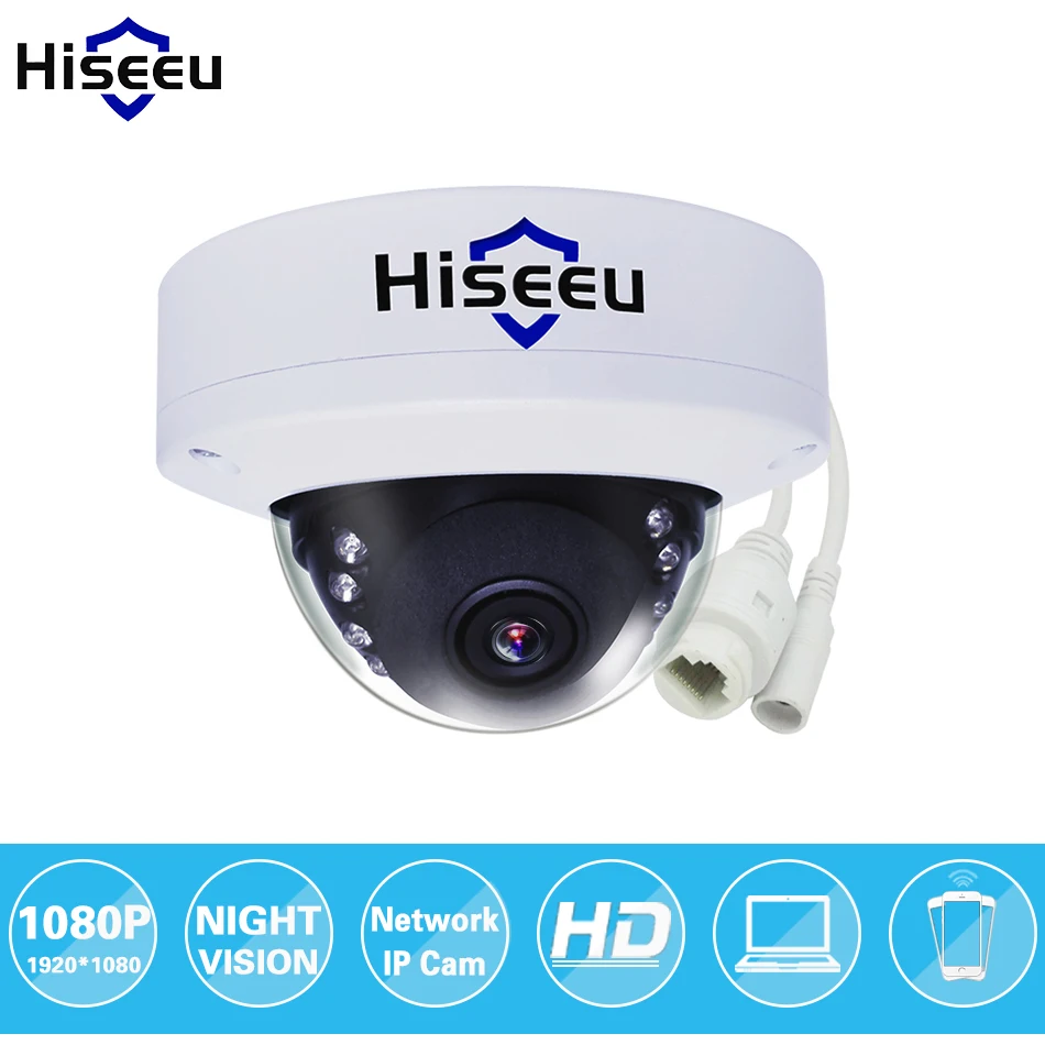 Hiseeu 1080P 2MP HD IP Network Camera Security CCTV Camera Mini Dome IR ...
