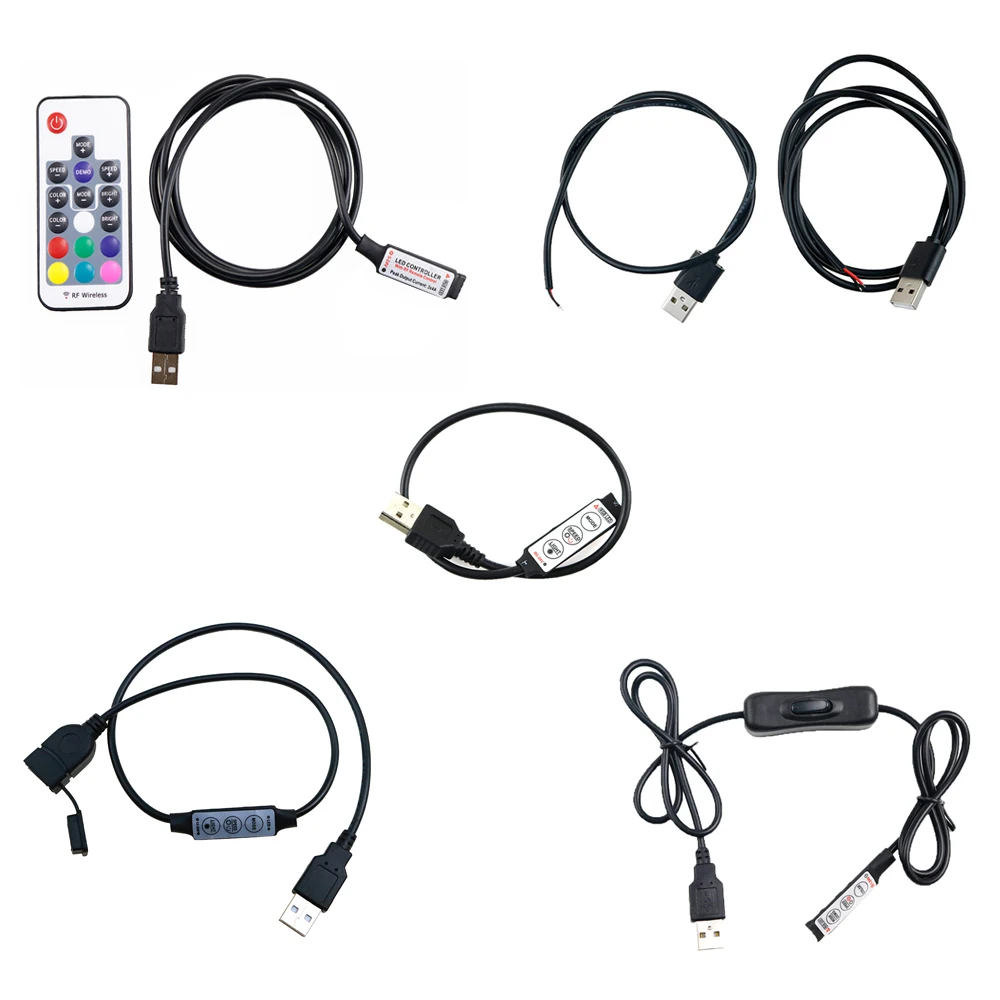 USB RGB LED Controller DC5V Dimmer RF Wireless Mini Remote Controller ...