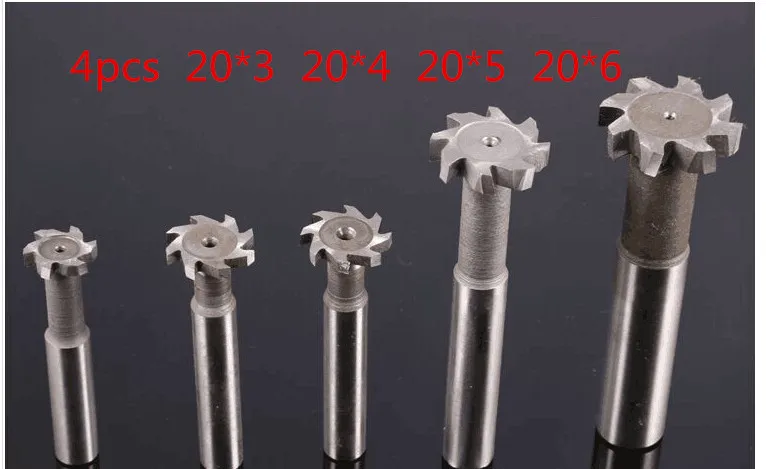 Free Shipping 4pcs/set 20mm Straight shank T cutter superhard T T slot ...