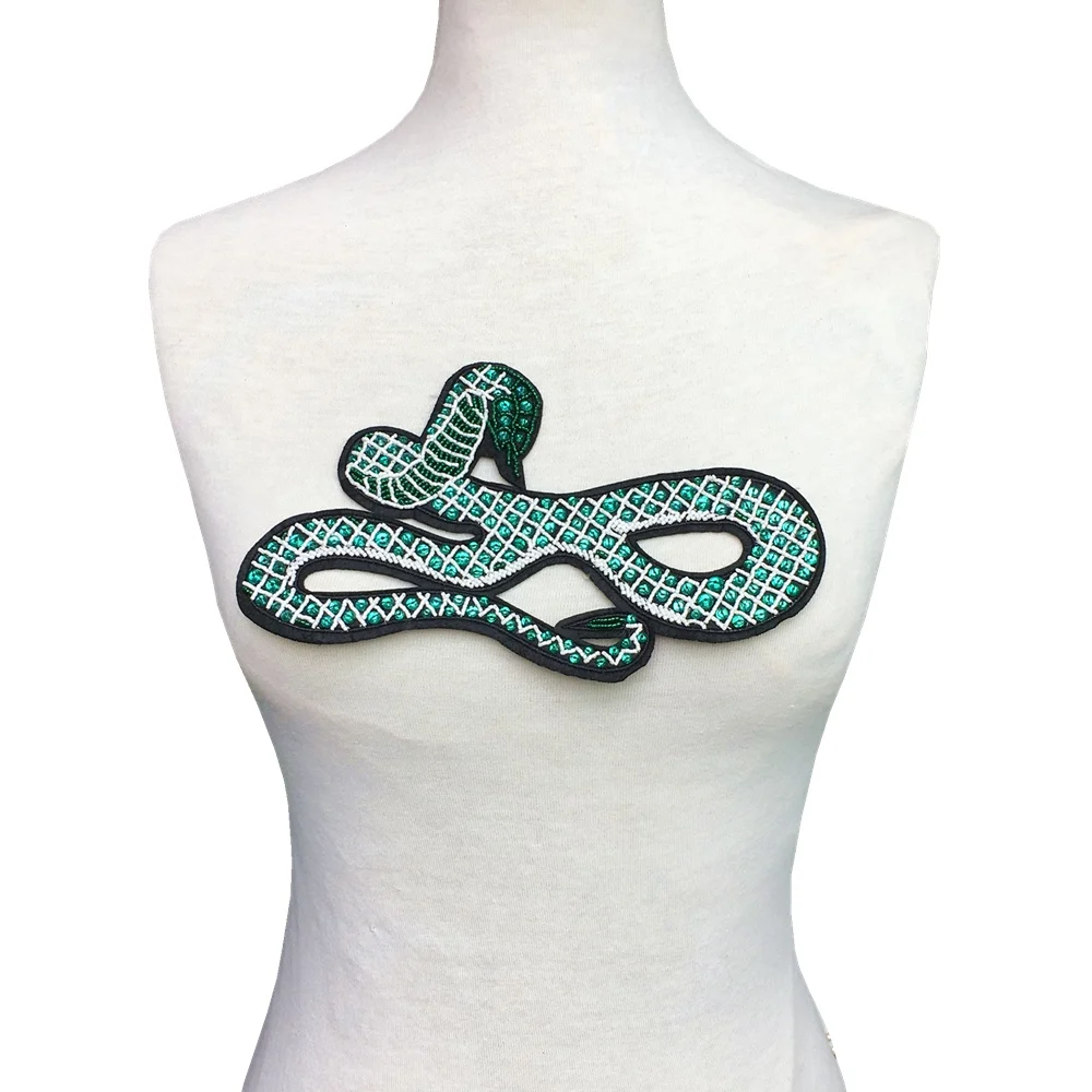 Beaded Snake Patch Seeds Applique Serpent Patches Clothes Sew On Animal ...