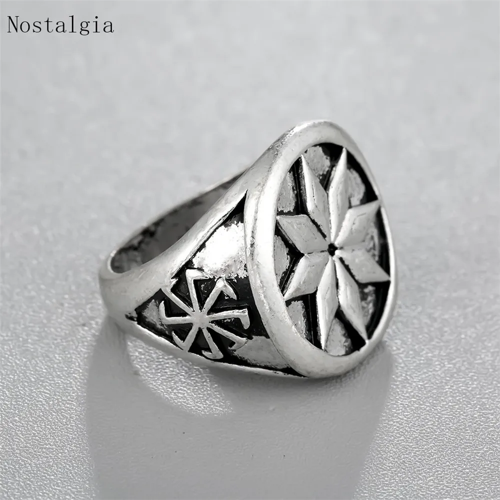 Nostalgia Slavic Kolovrat Alatyr Shield Symbols Mens Signet Rings Pagan ...