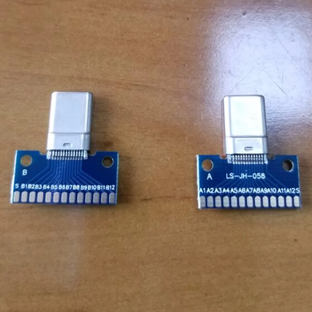 50pcs Usb 31 Type C Male Plug Connector Test Board With Pcb Board Double Sided Plug In Plug