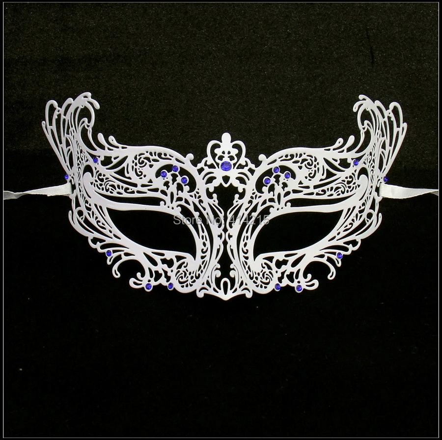 Free Shipping Fashion Design MA003 BLWT White Metal Laser Cut Mask With ...