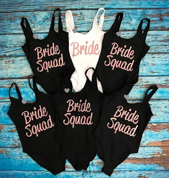 Custom Bride Squad Bridesmaid Bathing Suits Honeymoon Bachelorette
