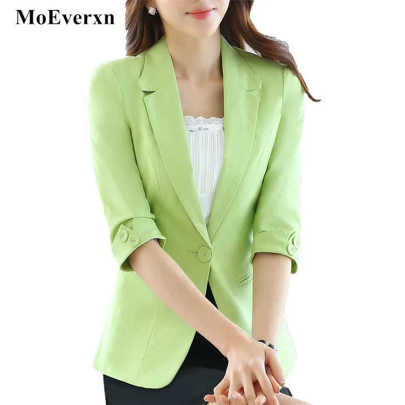 Women Candy Color Half Sleeve Blazer Feminino Casual Work Office One ...
