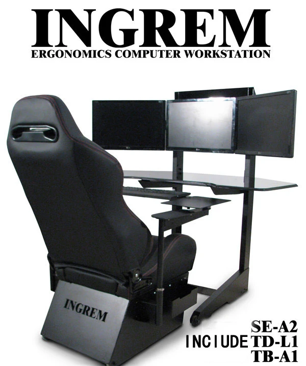 INGREM Flight cockpit Computer table Game table Multi screen bracket ...