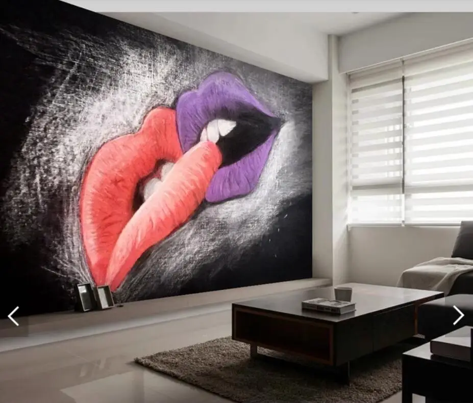 3d Stereo Sex Lips Photo Wallpaper Wall Mural For Living Room Bedroom