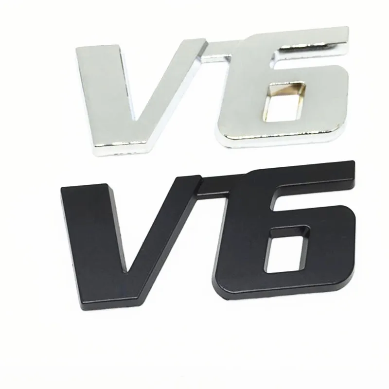 3D Chrome Metal V6 Emblem Badge Car stickers Auto Accessories Decal for ...