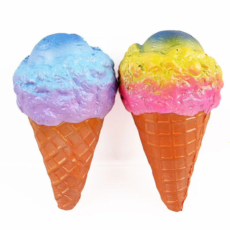 Jumbo Squishy Colorful Face Ice Cream Cone Slow Rising Soft Squishes ...