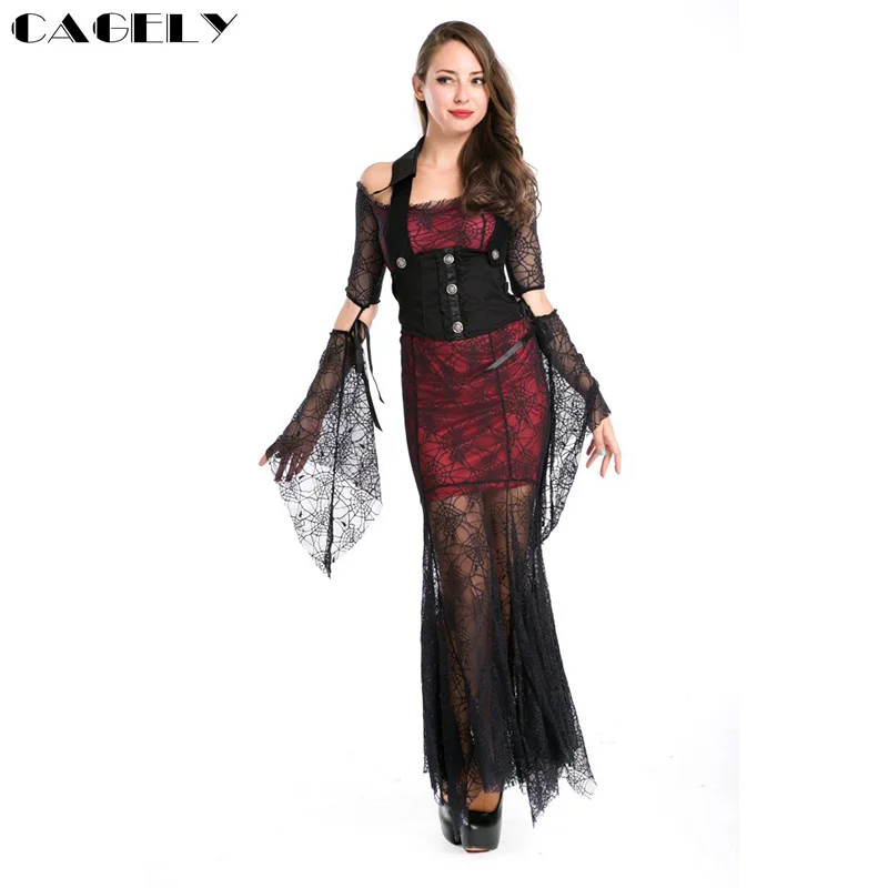 Vampire Cosplay Dress Countess Costume Set Sexy Witch Gown Halloween ...