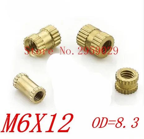 100pcs M6 x 12mm x OD 8.3mm M6*12 Injection Molding Brass Knurled ...
