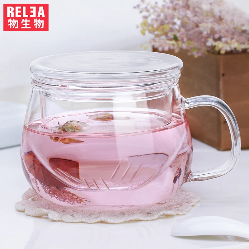 320ml Chinese Gongfu Glass Tea Pot With Infuser Filter High Handle Heat ...