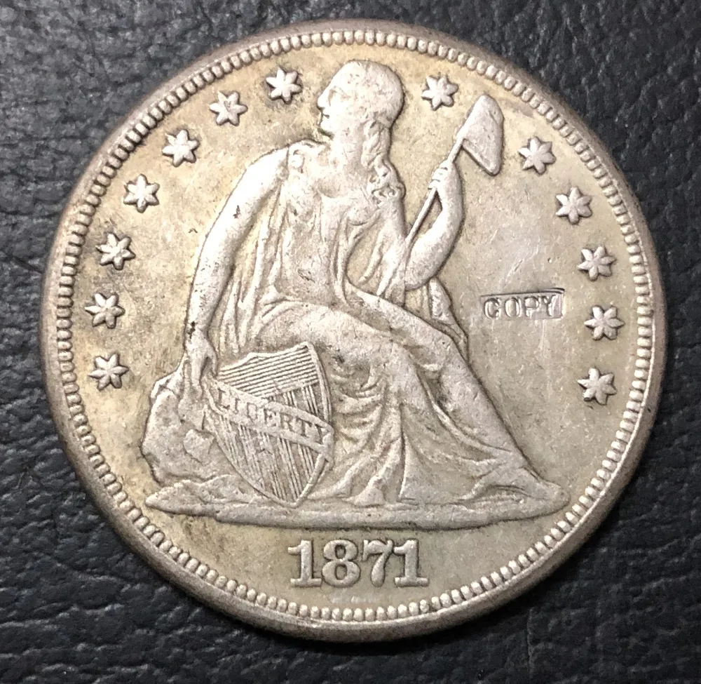 1871-cc United States Seated Liberty One Dollar Silver Plated Copy Coin ...