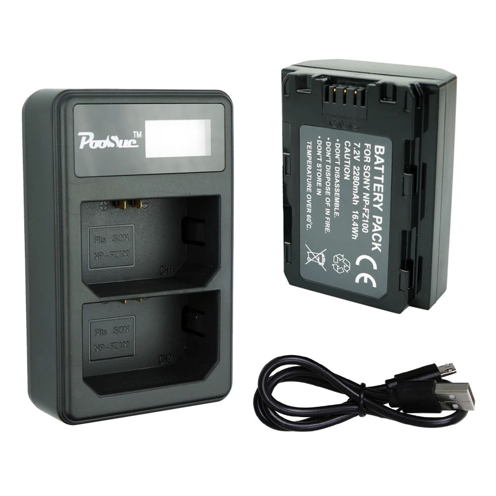 Batería de NP FZ100 NPFZ100 NP FZ100, Cargador USB Dual LED para cámara Sony NP FZ100, BC QZ1 ...