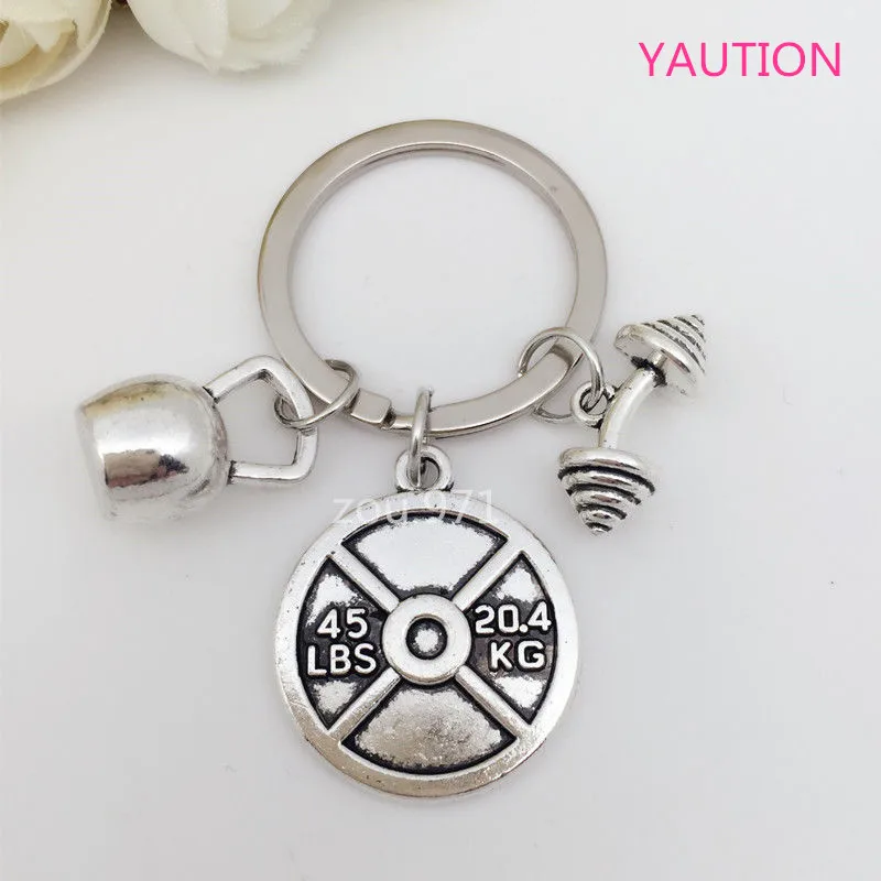45lbs WEIGHT & barbell &Kettlebell Keychain Fitness Crossfit ...