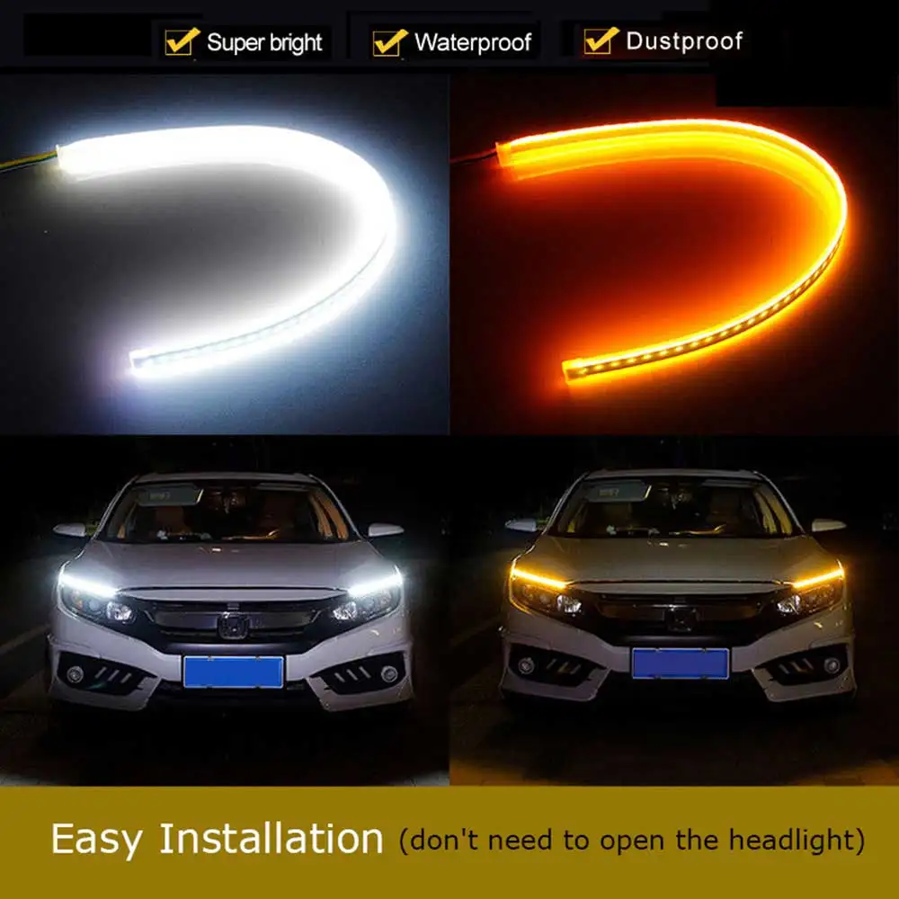 Lonleap Car Flexible Switchback LED Knight Rider Strip Light Headlight ...