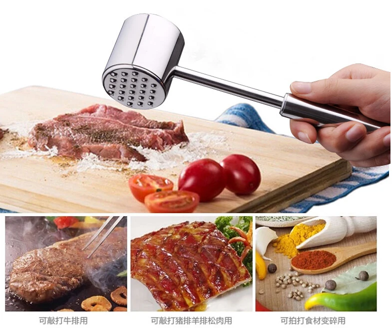 One piece stainless steel meat hammer beef steak mallet tenderizer ...