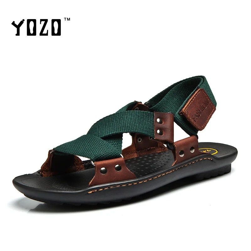 Men Sandals Fashion Hook & Loop Massage Comfortable Canvas Sandals ...
