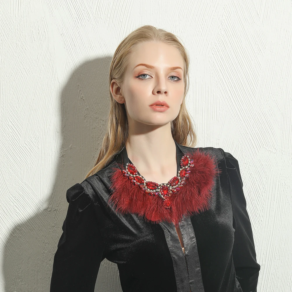 ZMZY-New-Design-Women-Fashion-Luxury-Statement-Geometric-Red-Feather ...