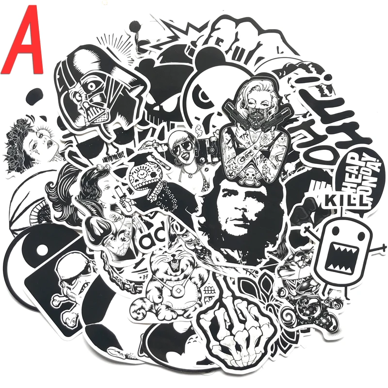 60pcs/lot Black And White Stickers Funny Kids Home Decor Sex Laptop ...