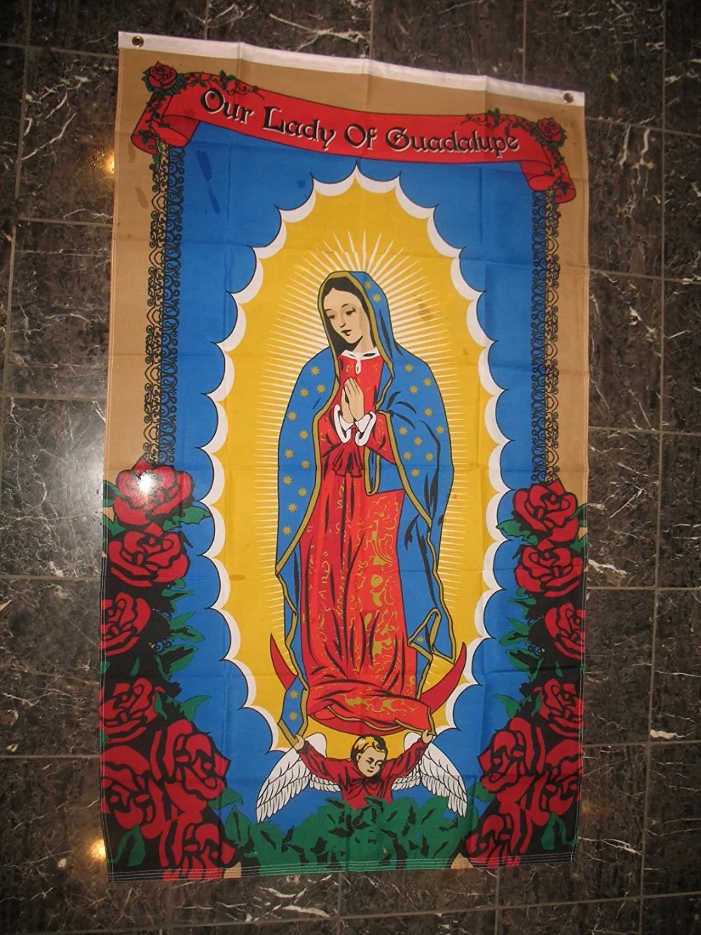 OUR Lady of Guadalupe Polyester Indoor Banner metal holes Flag Custom ...